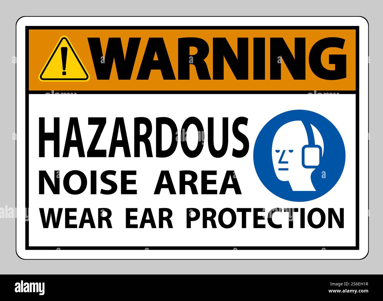 Warning Sign Hazardous Noise Area Wear Ear Protection on white ...