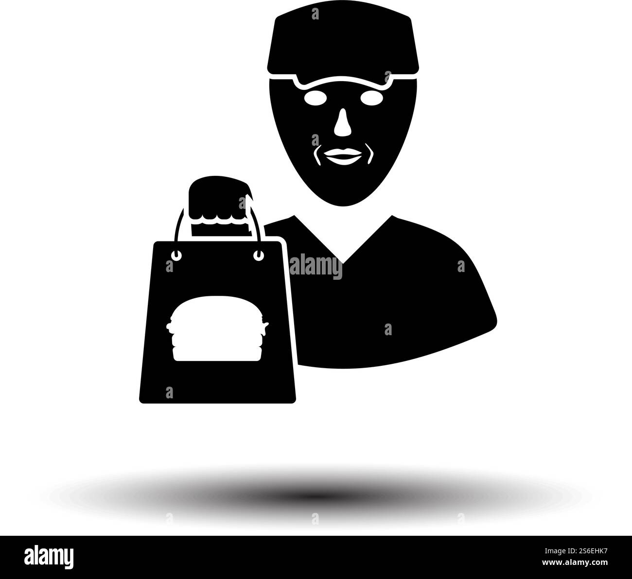 Food Delivery Icon. Black on White Background With Shadow. Vector ...