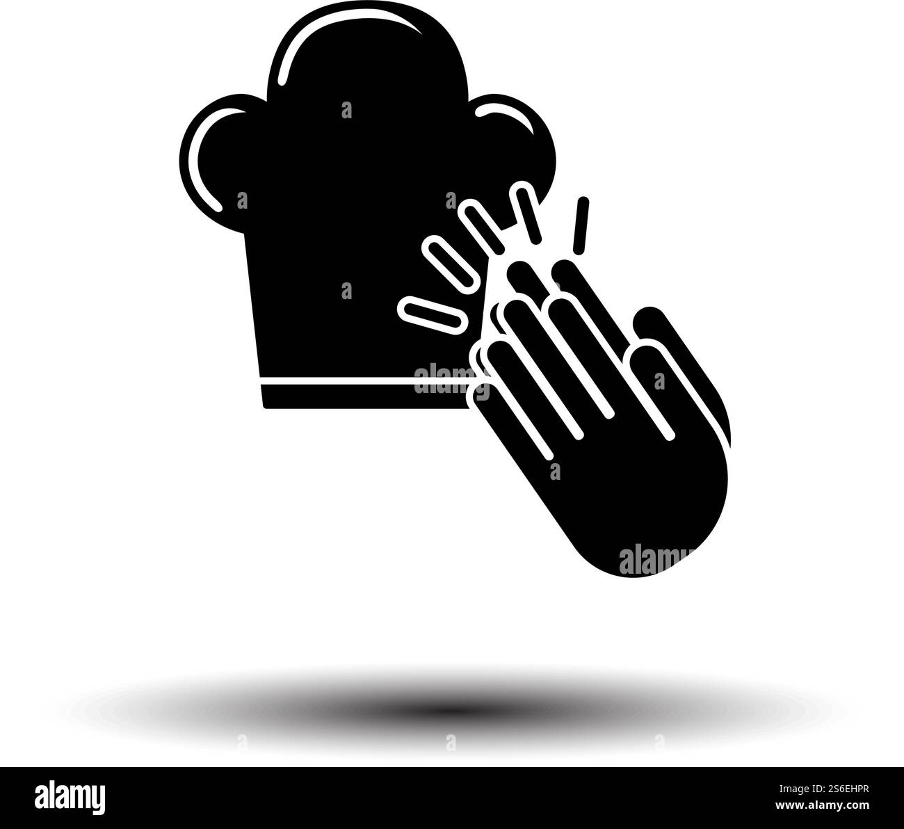 Clapping Palms To Toque Icon. Black on White Background With Shadow ...