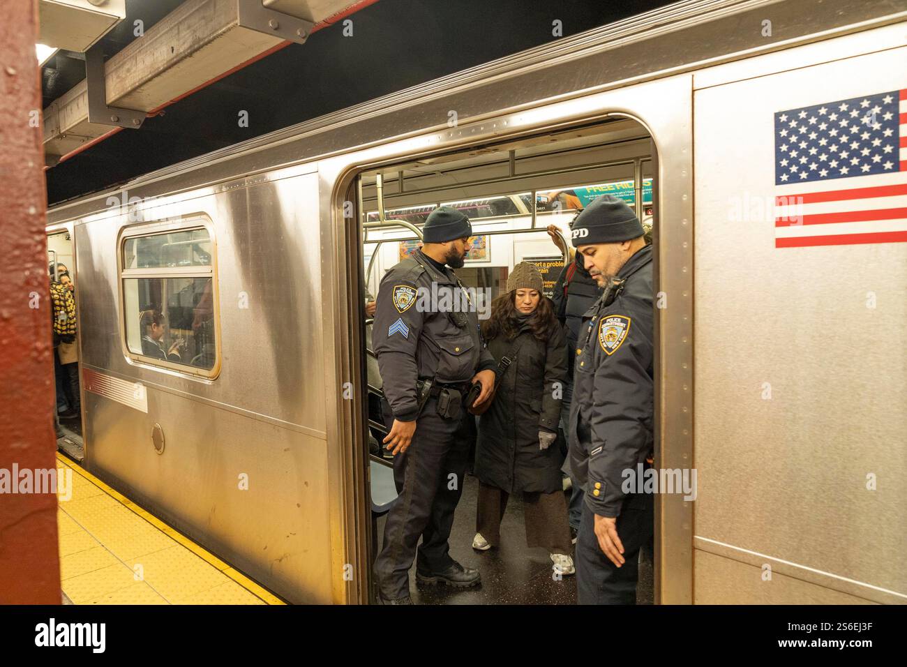 New York, New York, USA. 16th Jan, 2025. NYPD police officers seen on ...