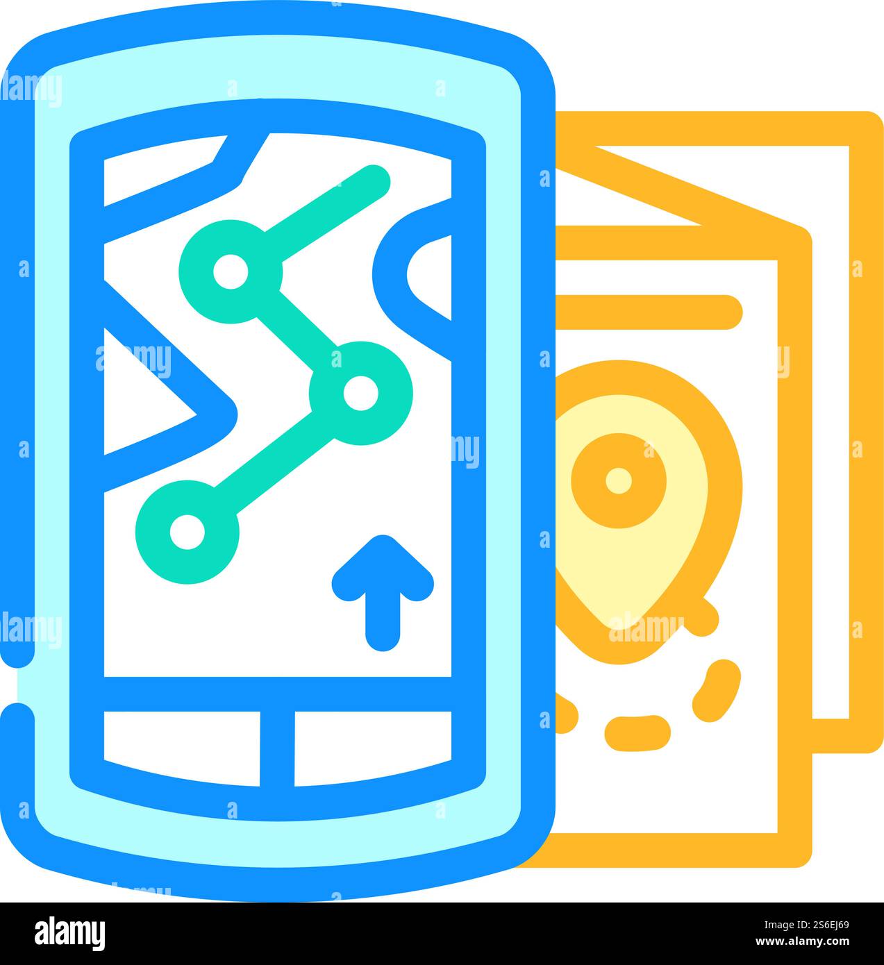 electronic and paper maps color icon vector. electronic and paper maps ...