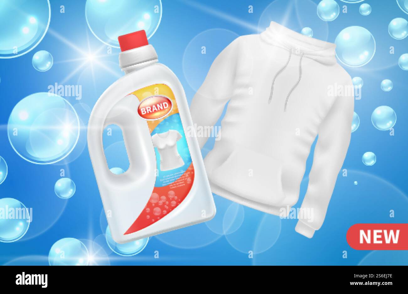 Laundry detergent advertising. Realistic bottle detergent. Washing ...