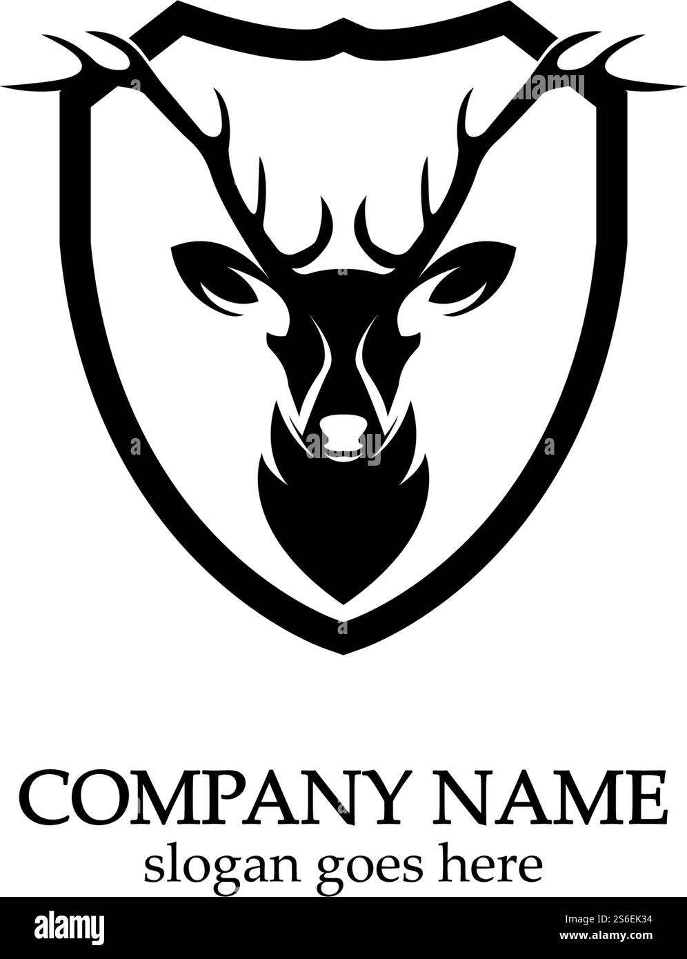 Deer hunter with shield logo design, Wild animal vector, Head deer ...