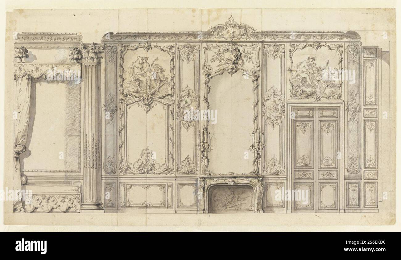 Germain Boffrand - Wall Elevation of the Bedroom of the Prince de Rohan ...