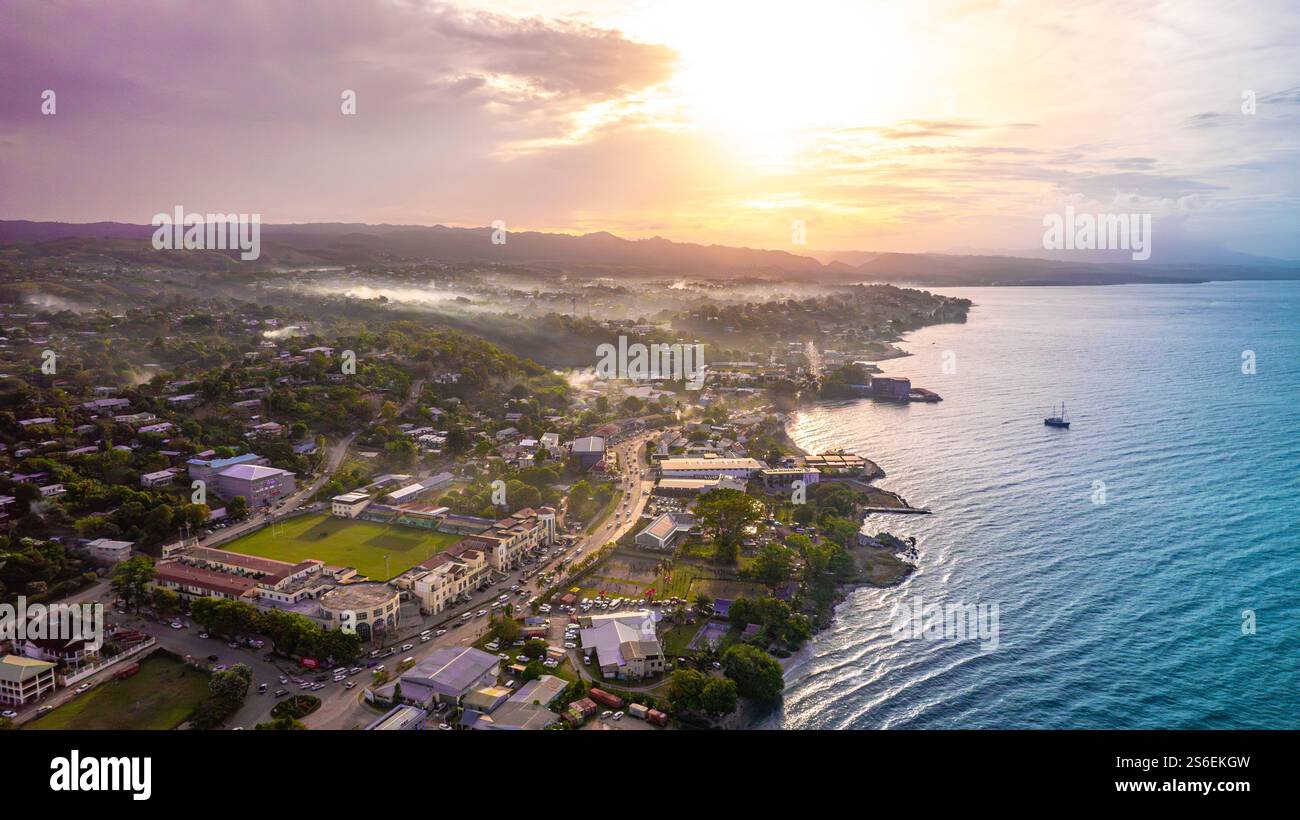 Aerial view of Town Ground in Honiara from Point Cruz Stock Photo - Alamy