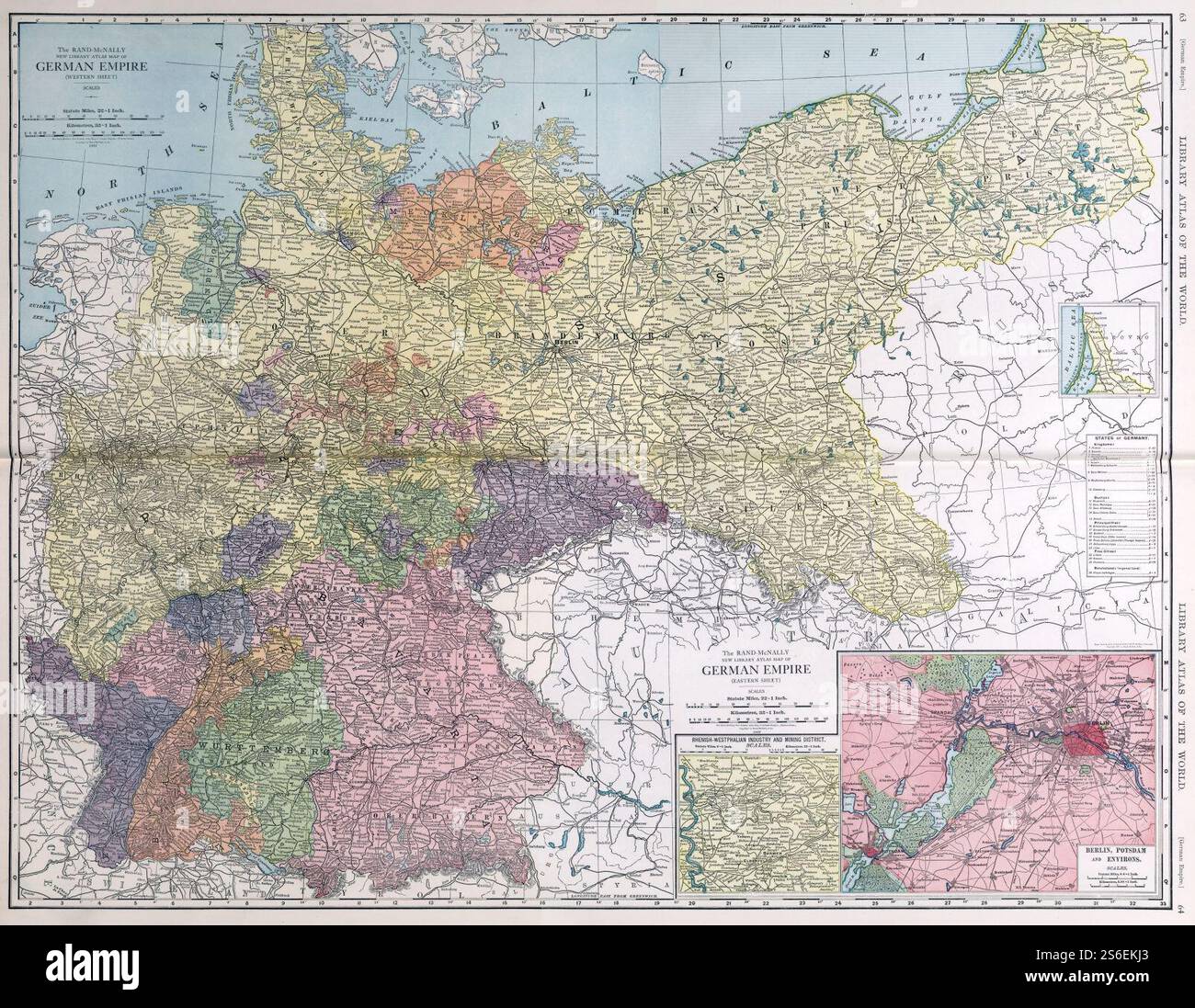 German Empire (Rand McNally and Company, 1912) - composite map Stock ...