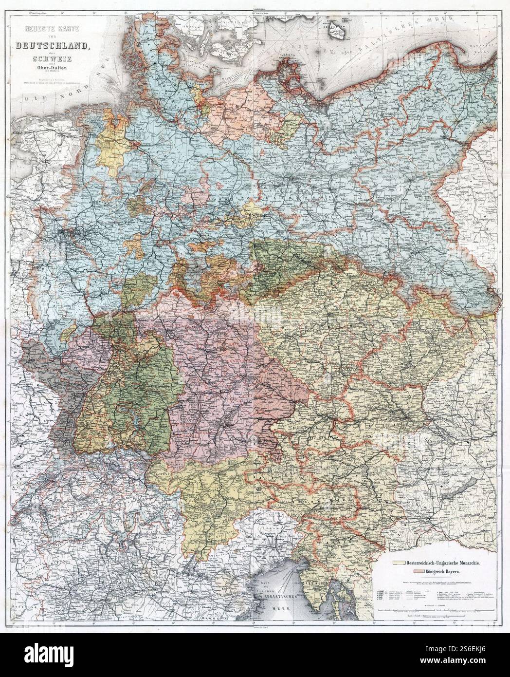 German Empire and Austro-Hungarian monarchy, 1872 (Meyer Stock Photo ...