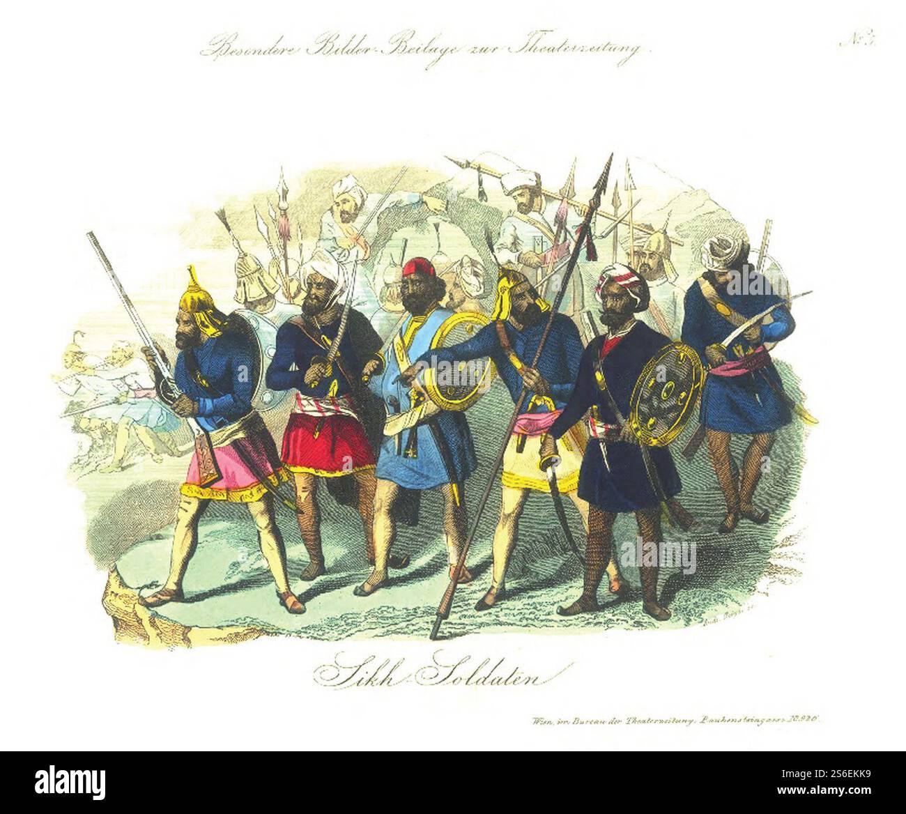 German painting of Sikh soldiers, with the caption 'Sikh Soldaten ...