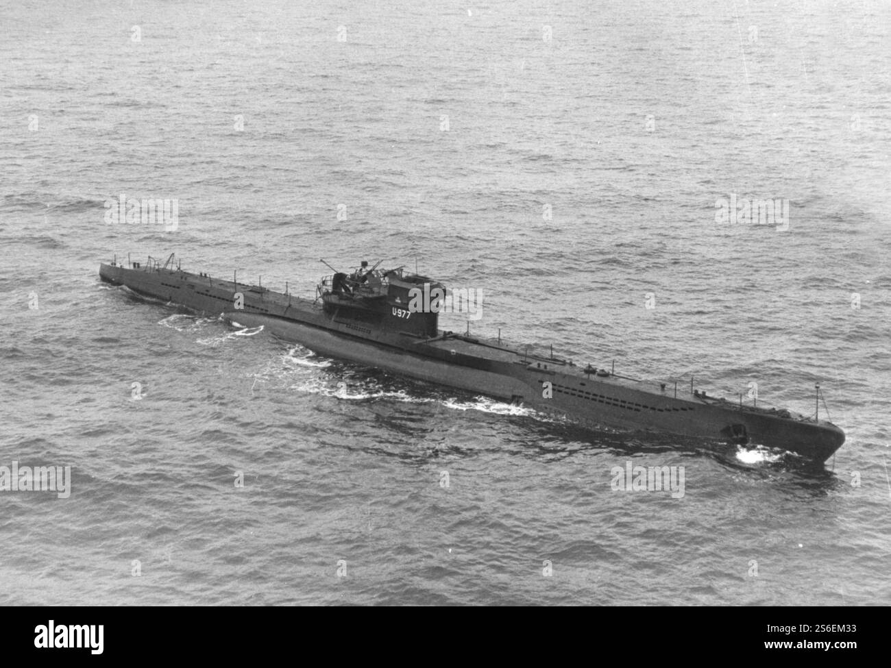 German submarine U-977 as a target ship off Cape Cod, Massachusetts ...