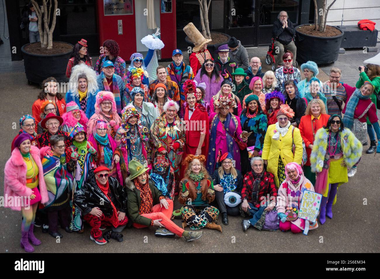 London, UK. 16th Jan, 2025. Participants of the London Colour Walk pose ...