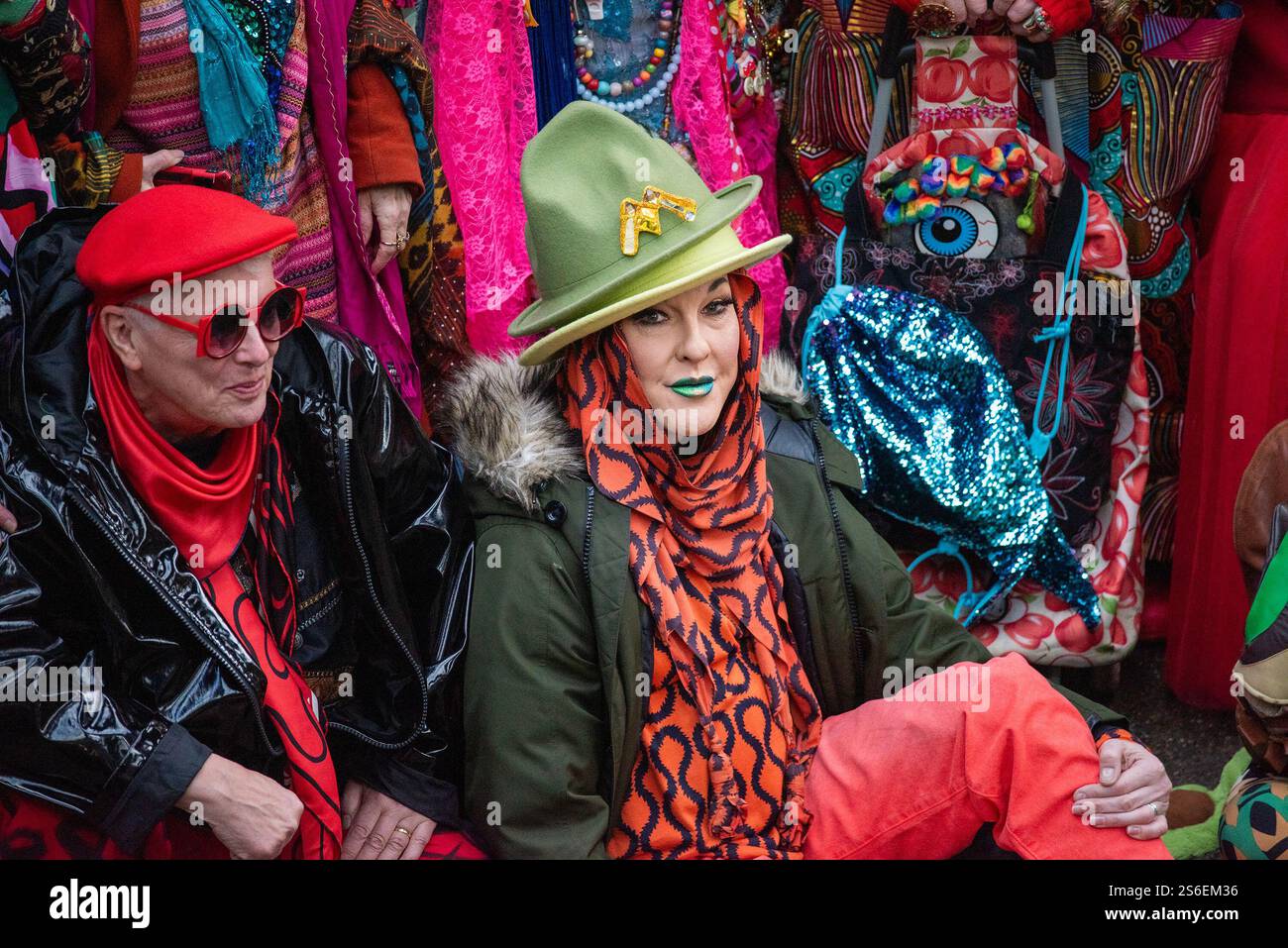 An attendee of the London Colour Walk looks into the camera during the ...
