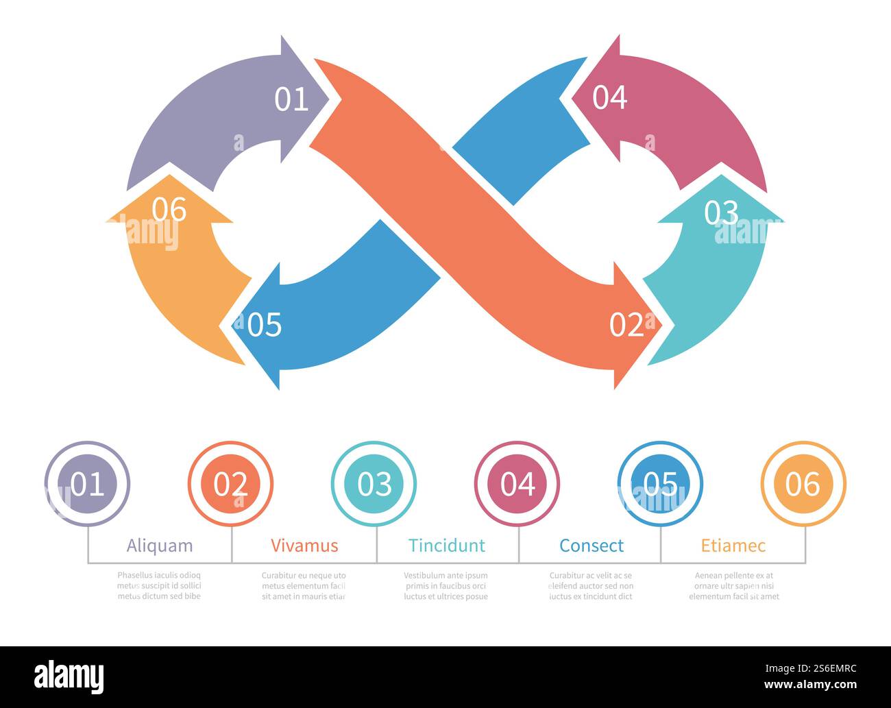 Loop symbol. Infinity vector infographic element. Colorful mobius loop ...