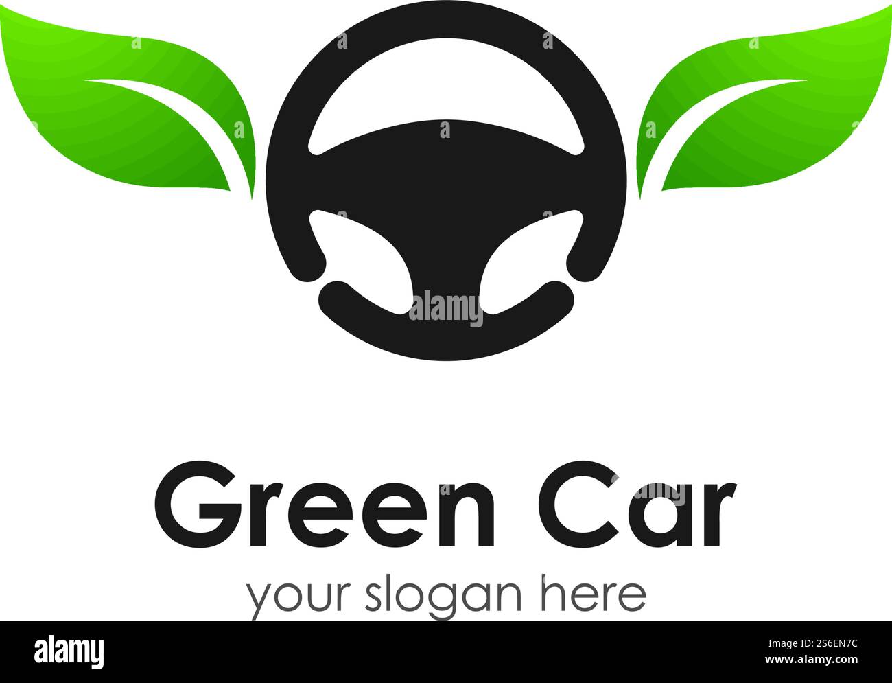 Steering wheel green car logo vector flat design Stock Vector Image ...