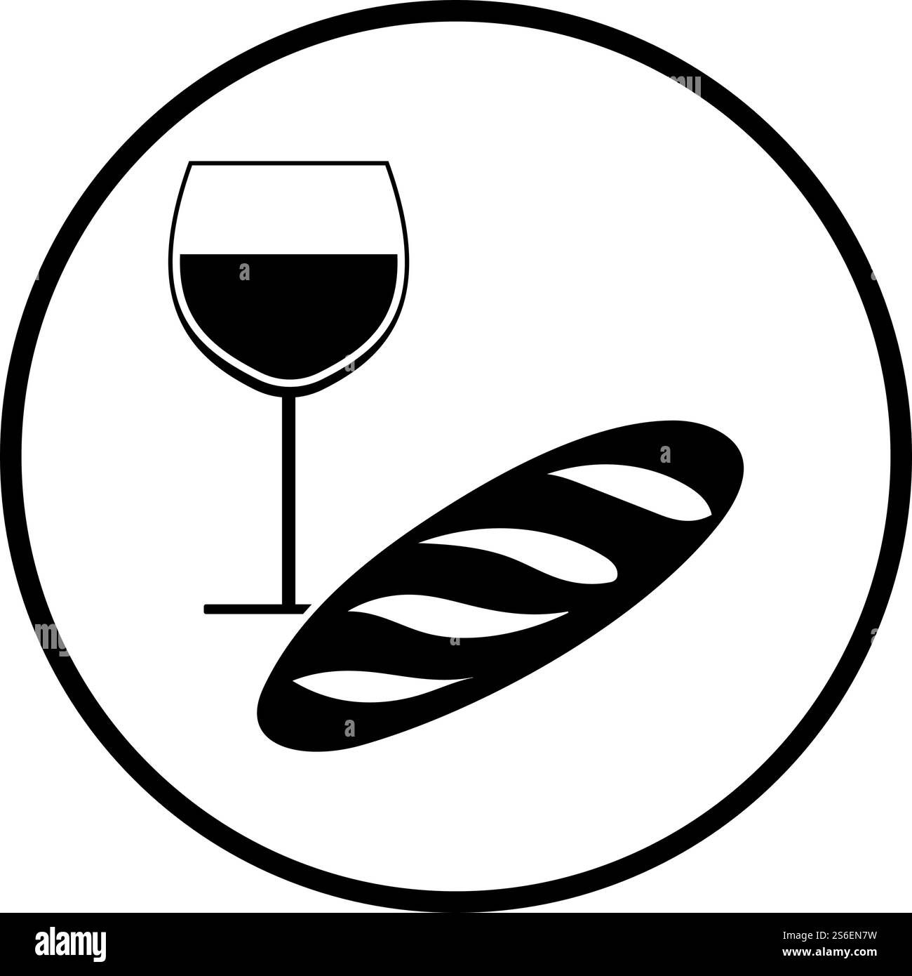Easter Wine And Bread Icon. Thin Circle Stencil Design. Vector ...