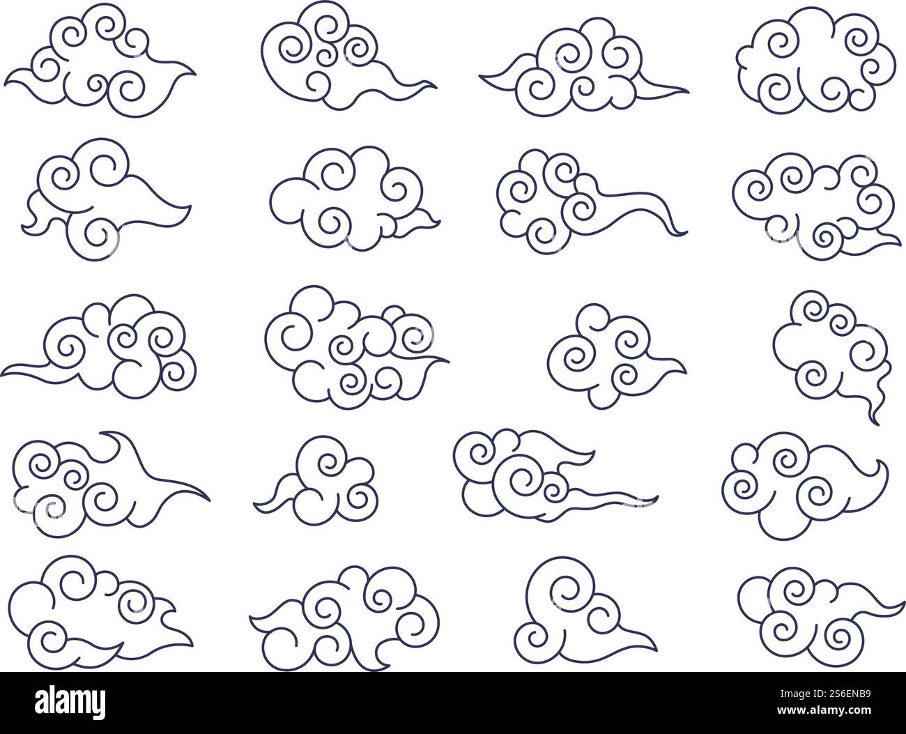 Asian clouds. Chinese or japanese line cloud decorative collection ...