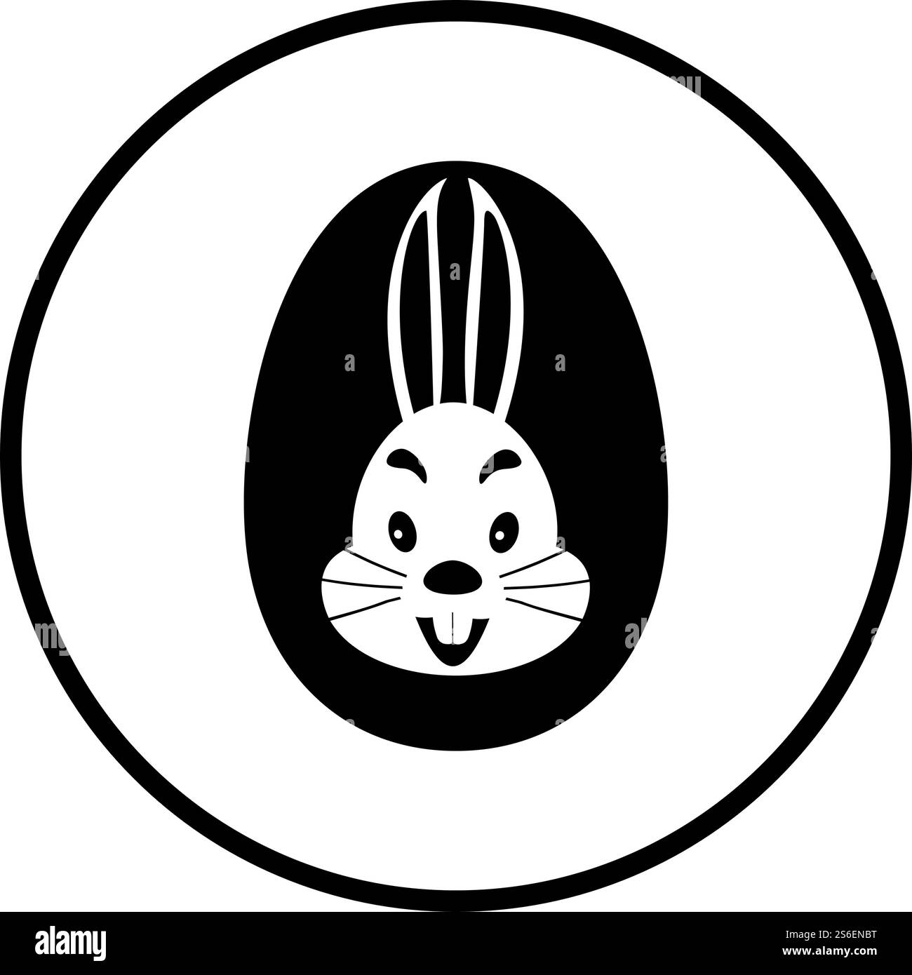 Easter Egg With Rabbit Icon. Thin Circle Stencil Design. Vector ...