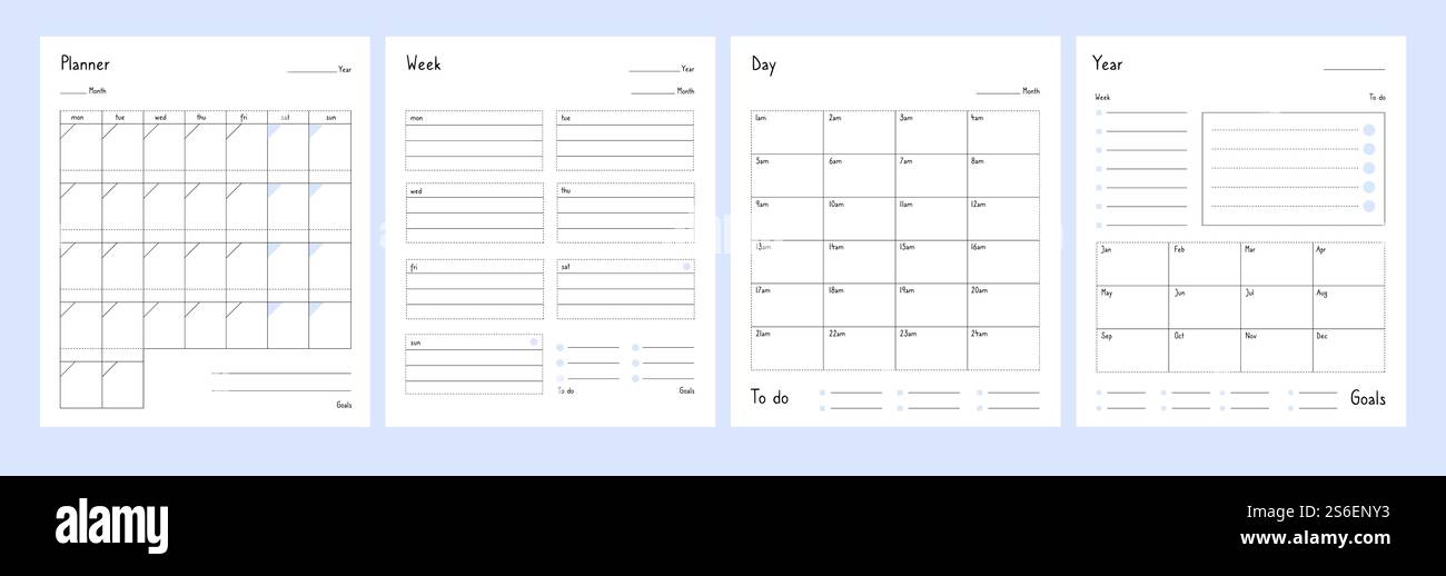 Planner templates. Year, weekly and day planning tabs for notebook ...