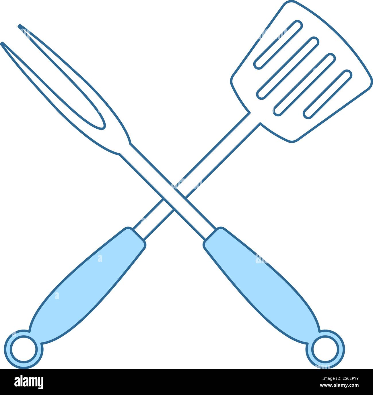 Blue line crossed fork spoon Stock Vector Images - Alamy