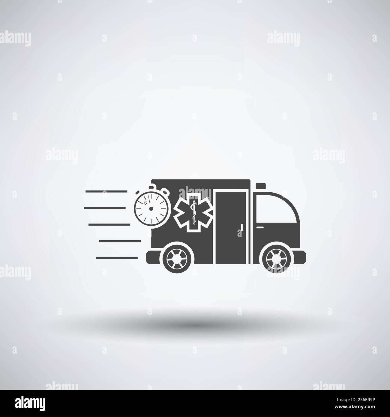 Fast Ambulance Car Icon. Dark Gray on Gray Background With Round Shadow ...
