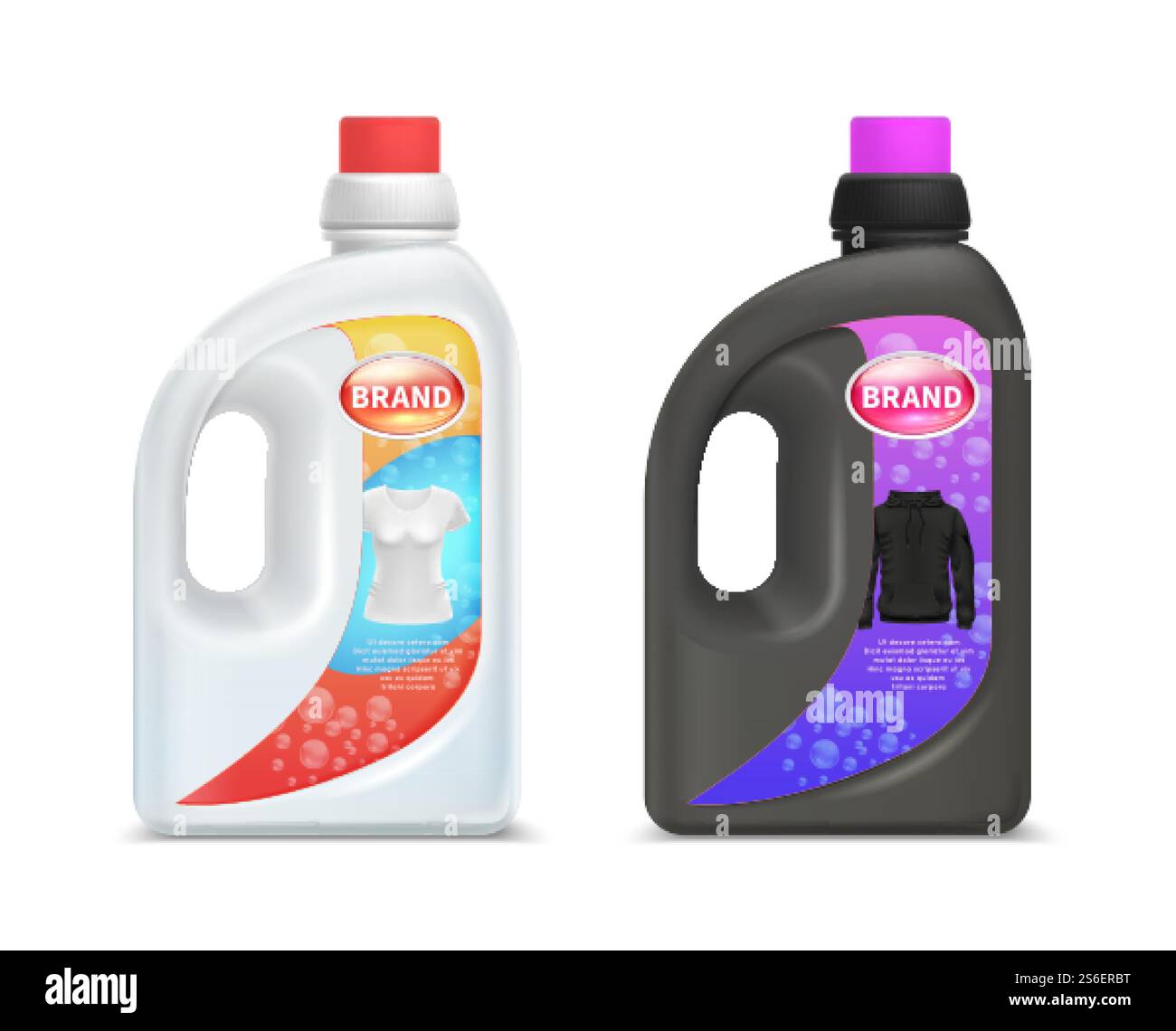Laundry detergent bottles. Washing detergent for white and black cloth ...