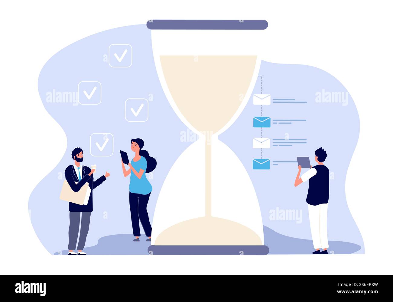 Time management. Businessman assistants vector concept. Effective ...