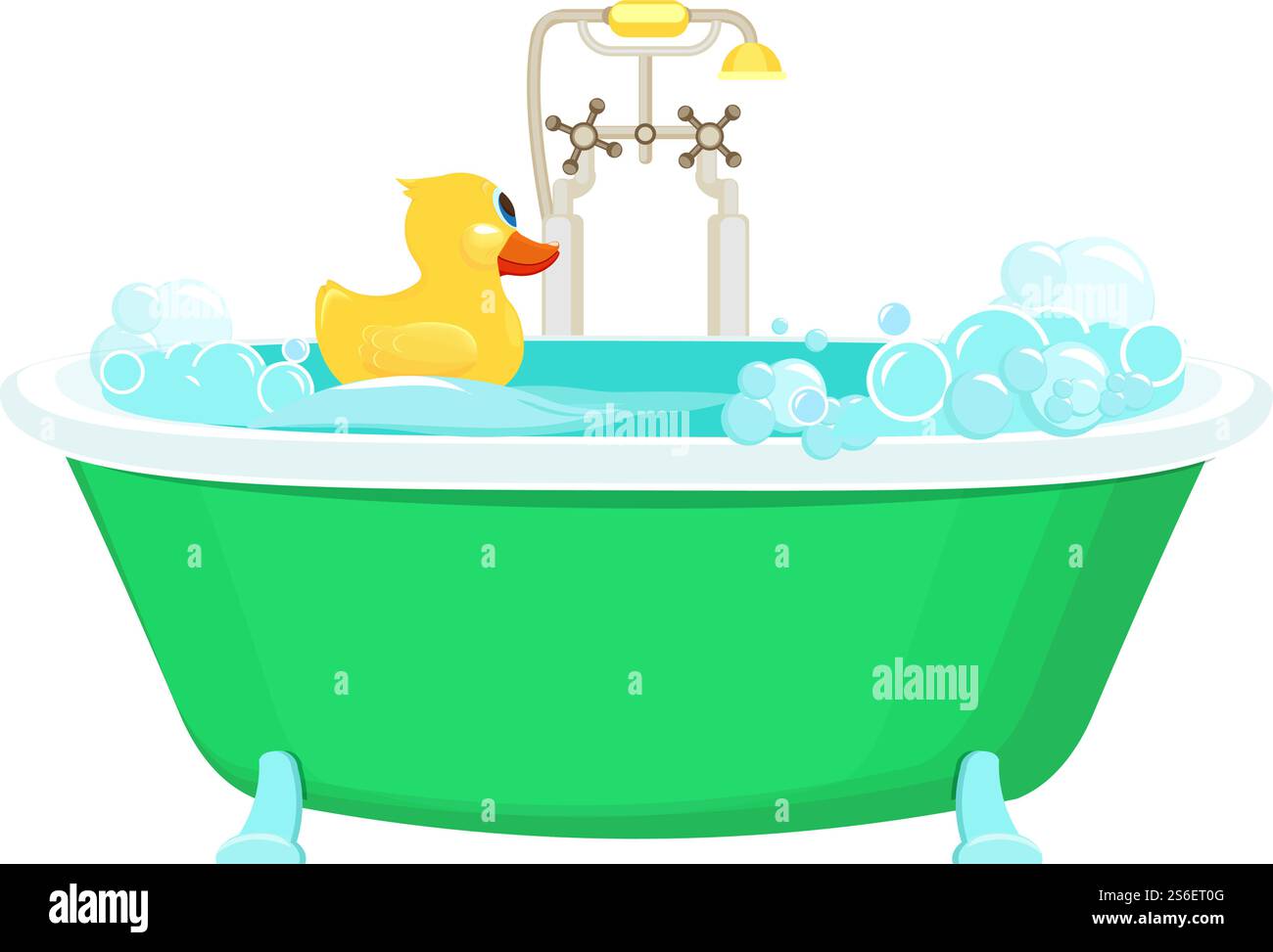 Bathroom yellow duck. Relax water foam bubbles with rubber duck shower ...
