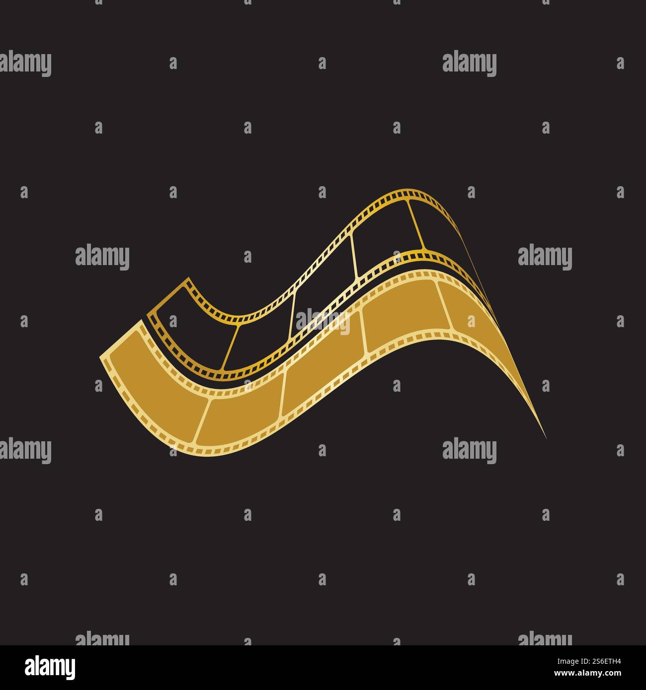 GOLDEN FILM STRIP ISOLATED ON BLACK BACKGROUND VECTOR ILLUSTRATION ...