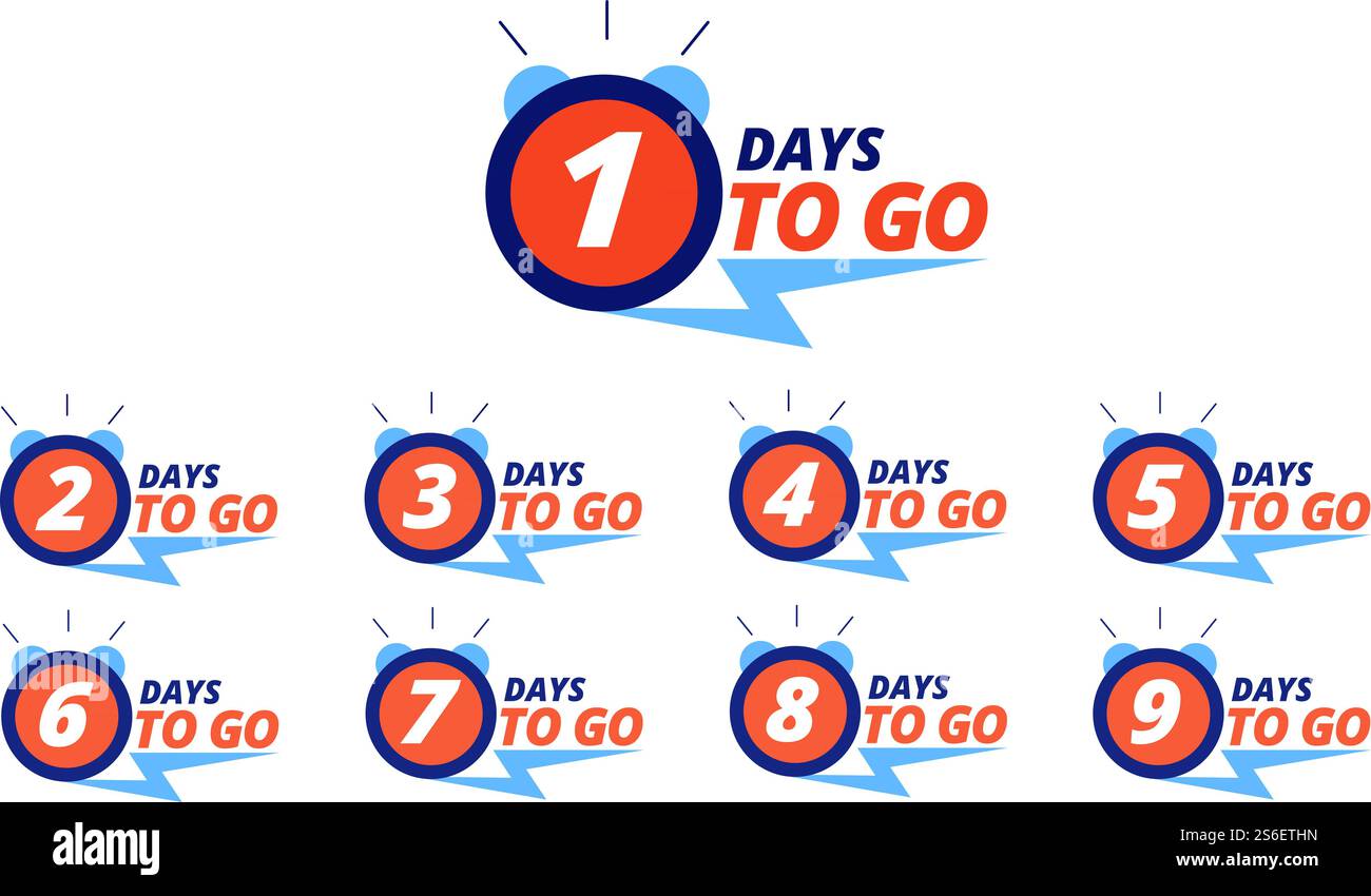 Countdown badges. Days to go sale labels with day left numbers. Product ...