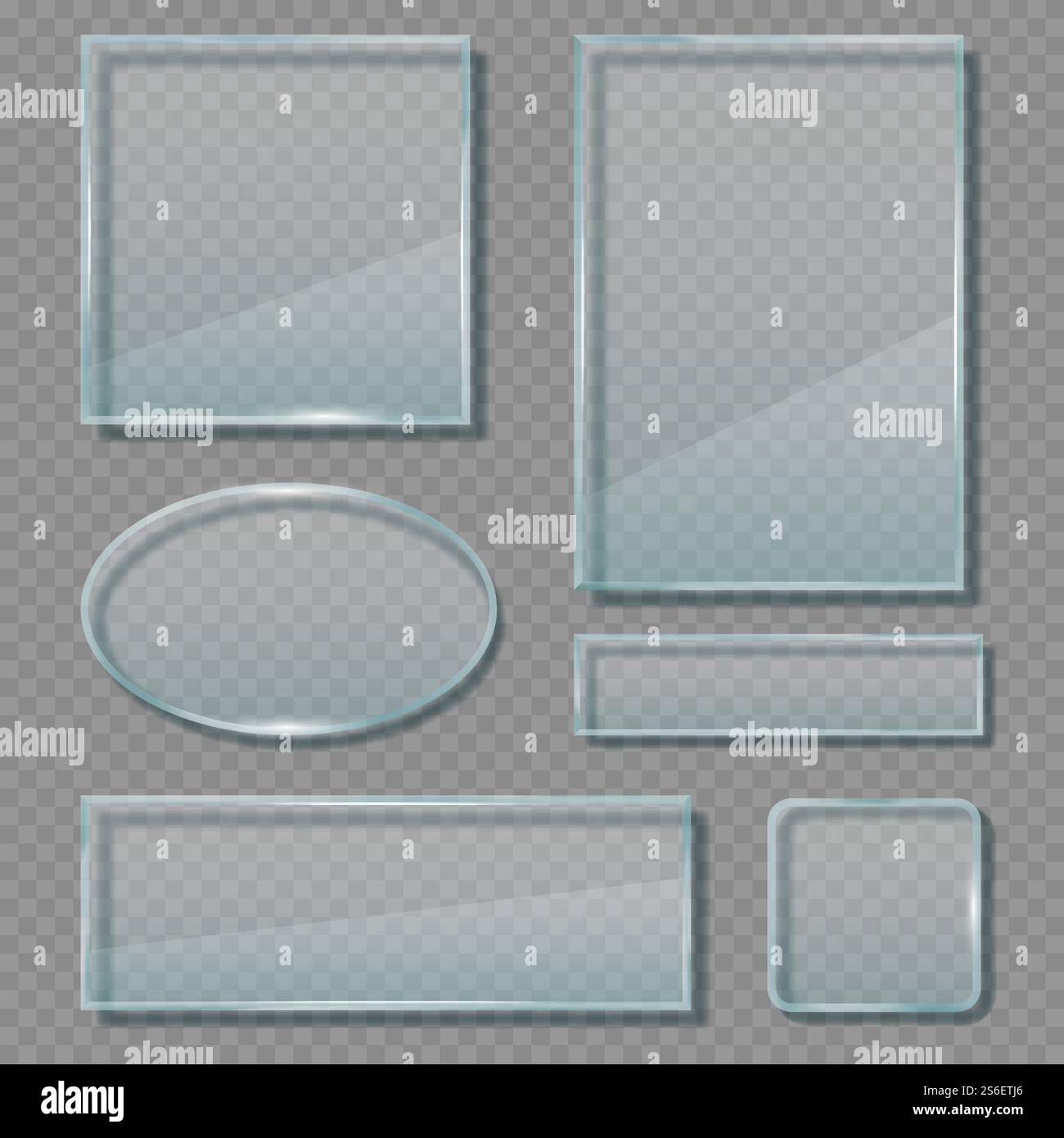 Glass panels. Acrylic transparent reflective frames geometrical empty ...