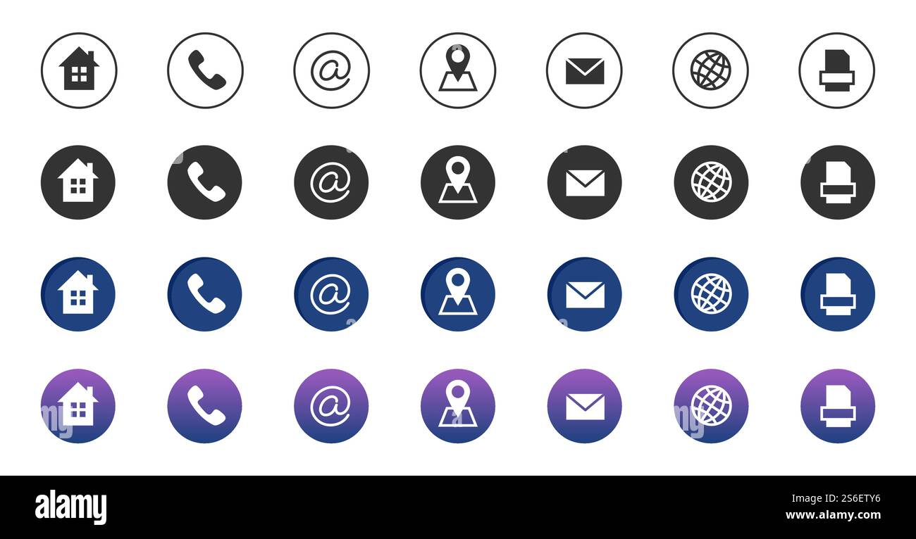 Contact icons information business communication symbols collection ...