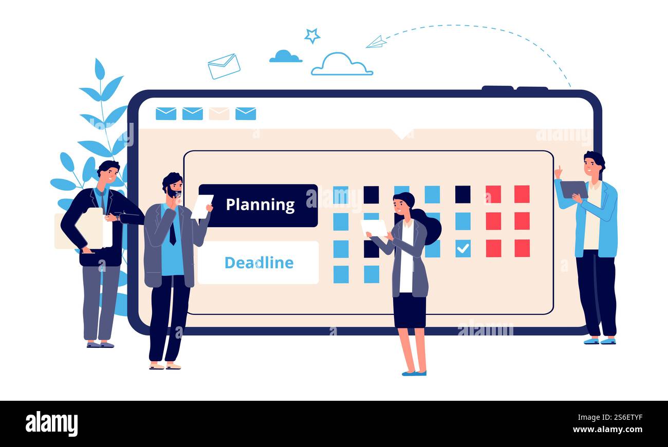 Schedule concept. Business entrepreneurship, online work planning. Flat ...