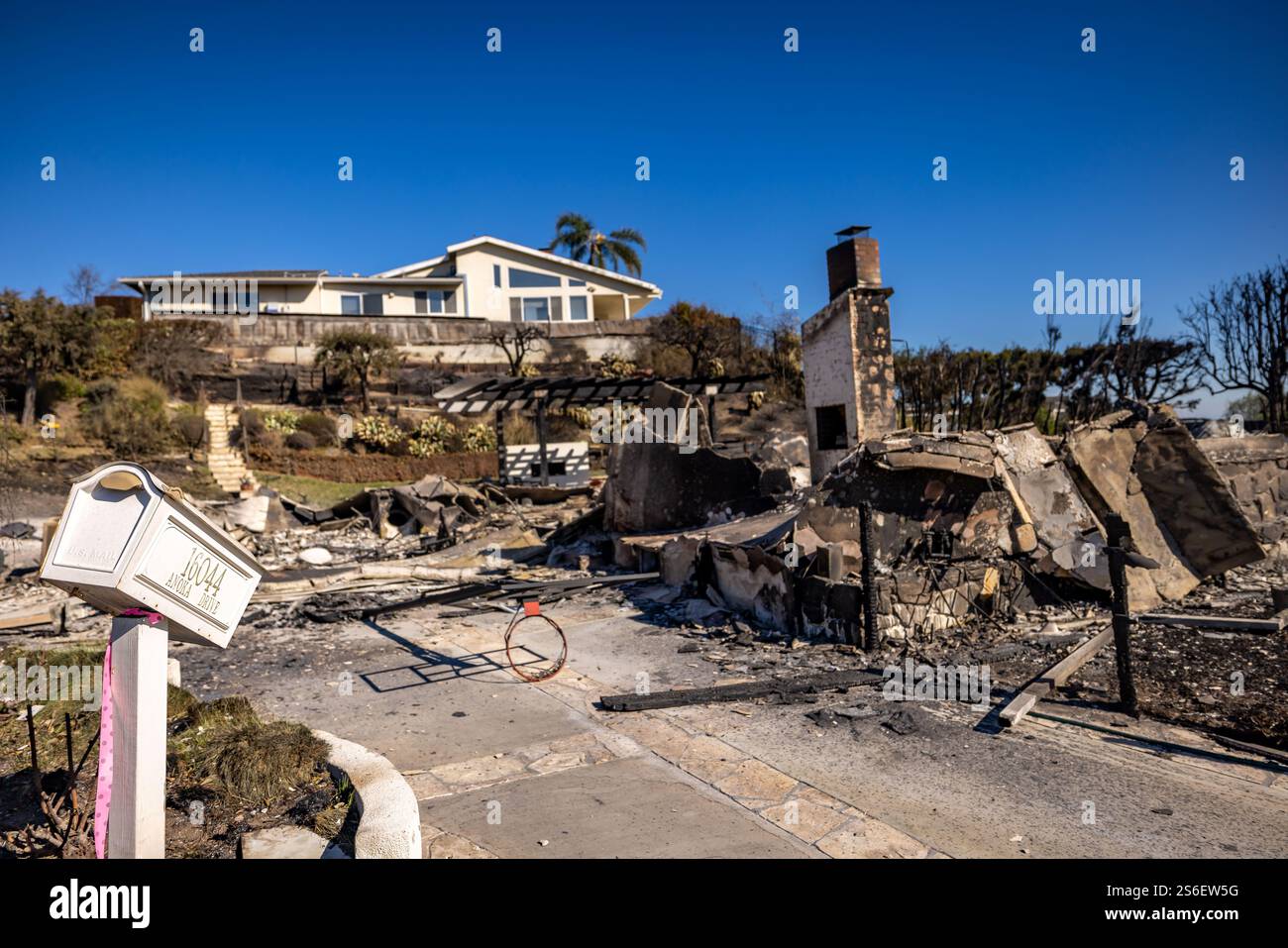 A neighborhood in ruins during the aftermath of the Palisades Fire on ...