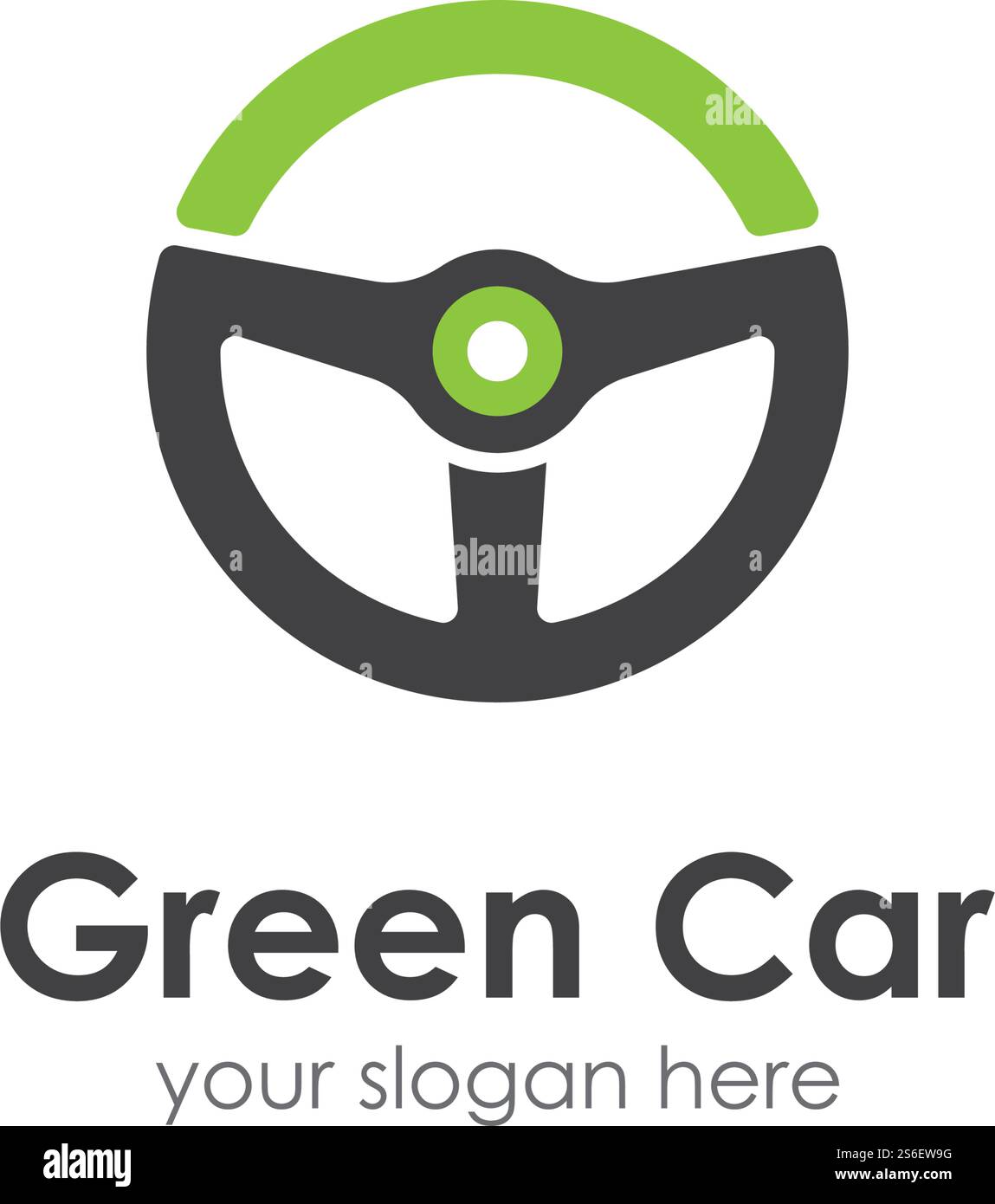 Steering wheel green car logo vector flat design Stock Vector Image ...