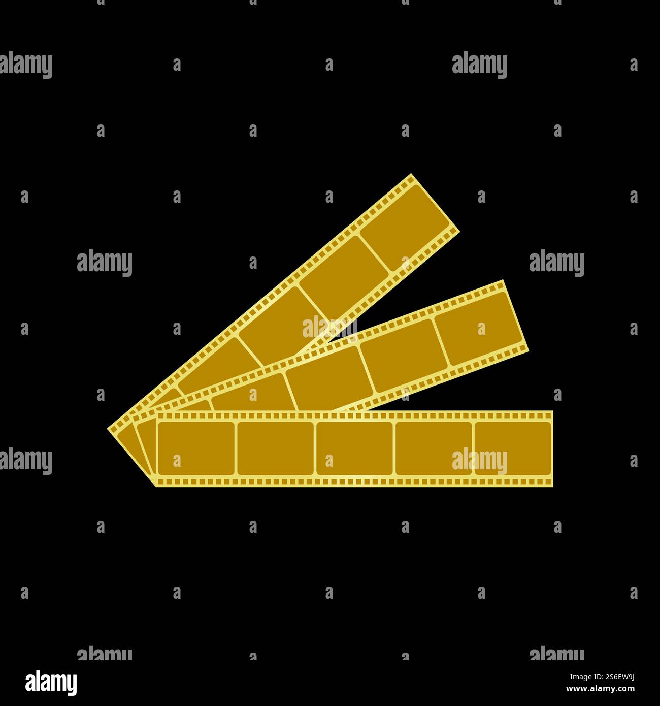 GOLDEN FILM STRIP ISOLATED ON BLACK BACKGROUND VECTOR ILLUSTRATION ...
