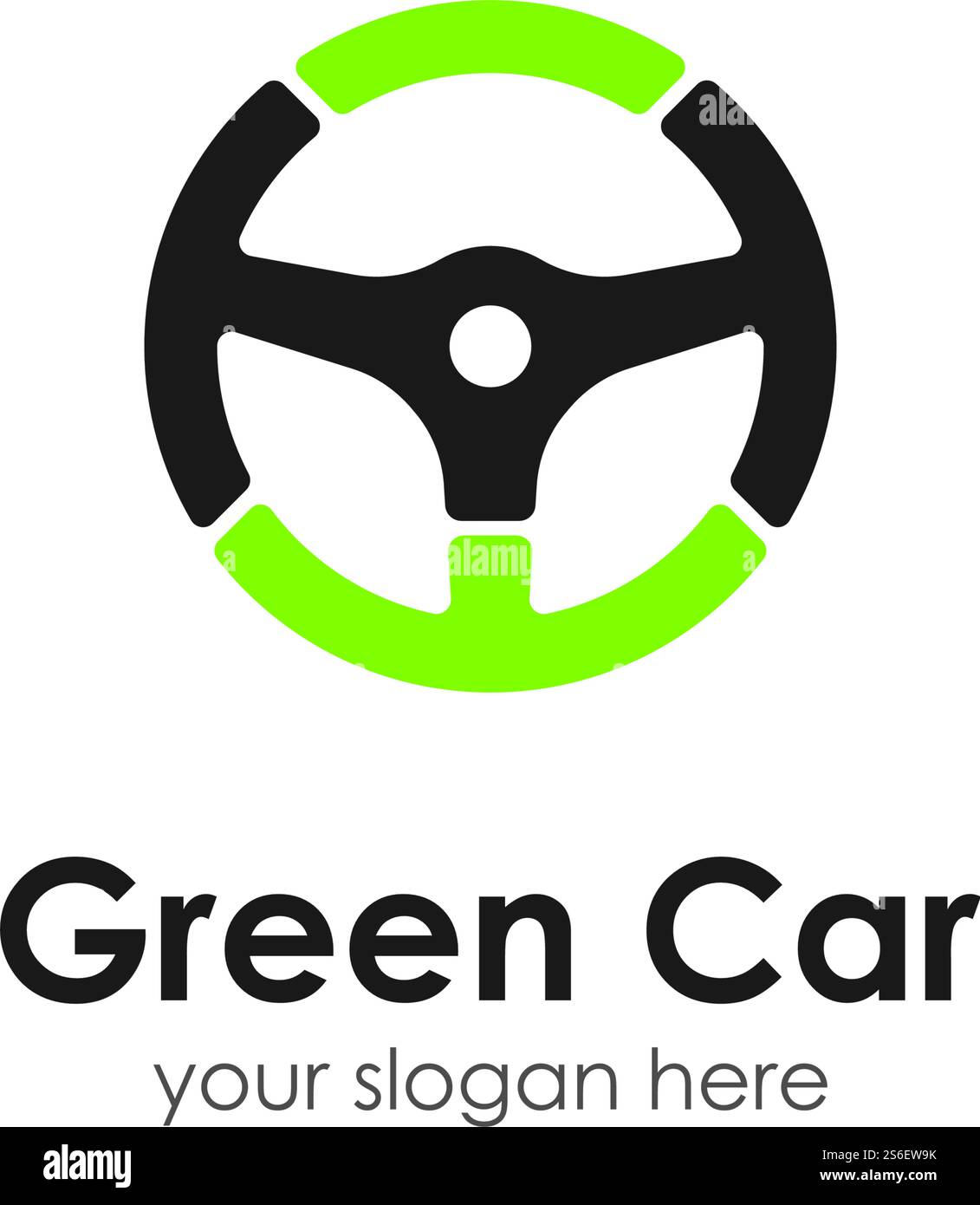 Steering wheel green car logo vector flat design Stock Vector Image ...