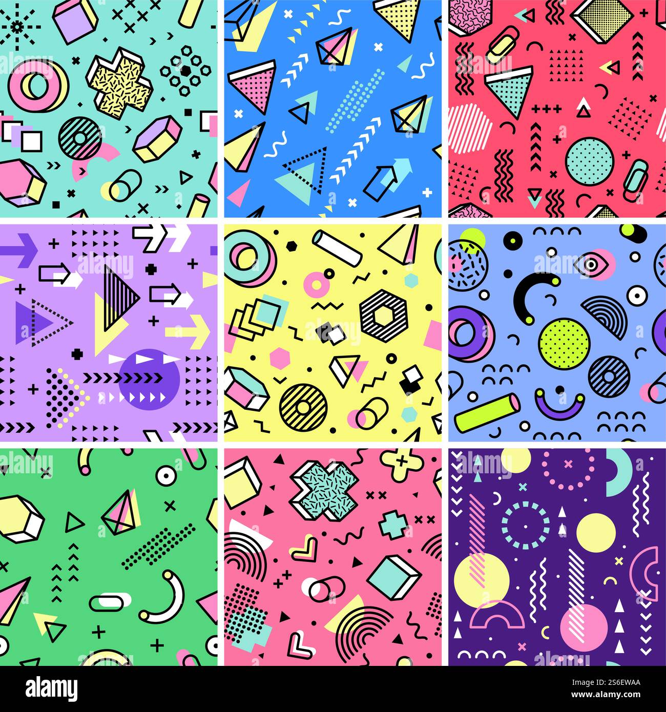 Memphis pattern. Geometrical designs abstract grunge geometrical shapes ...