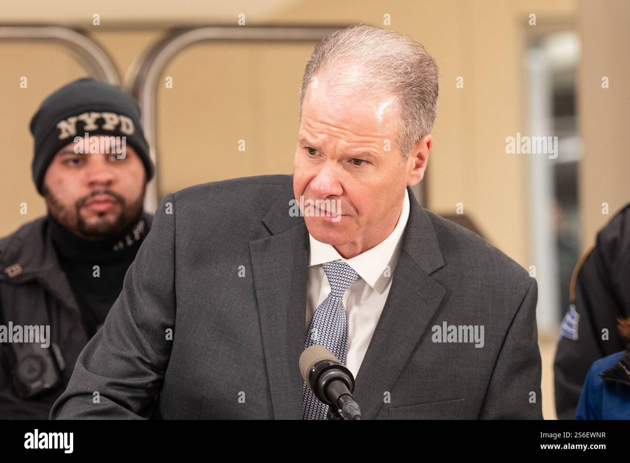 MTA Chief Security Officer Michael Kemper speks as Governor Kathy ...