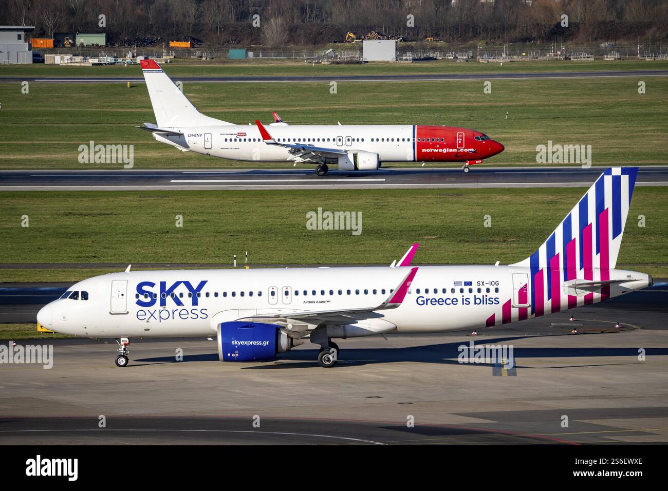 Sky Express Airbus A320 and Norwegian Boeing 737, aircraft after ...
