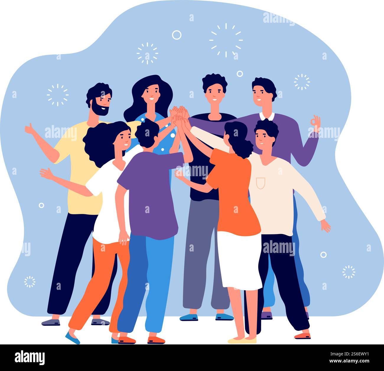 Friends doing high five. Big people team doing high five together ...