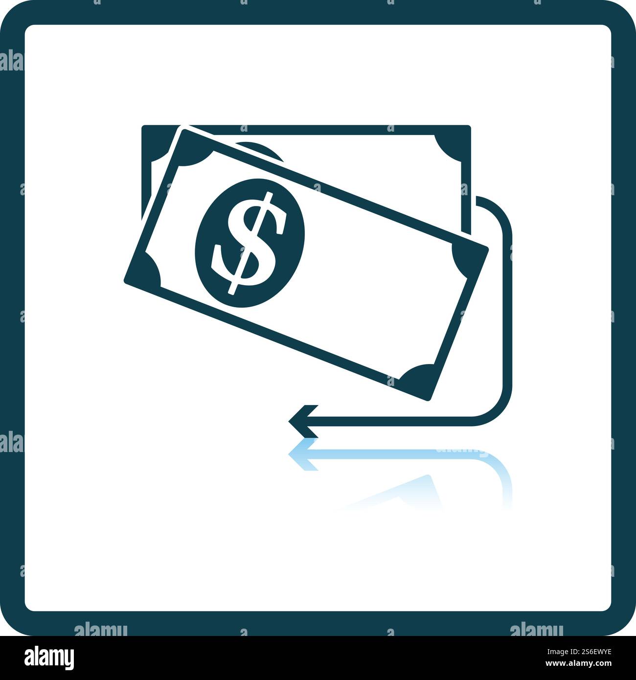 Cash Back Dollar Banknotes Icon. Square Shadow Reflection Design ...