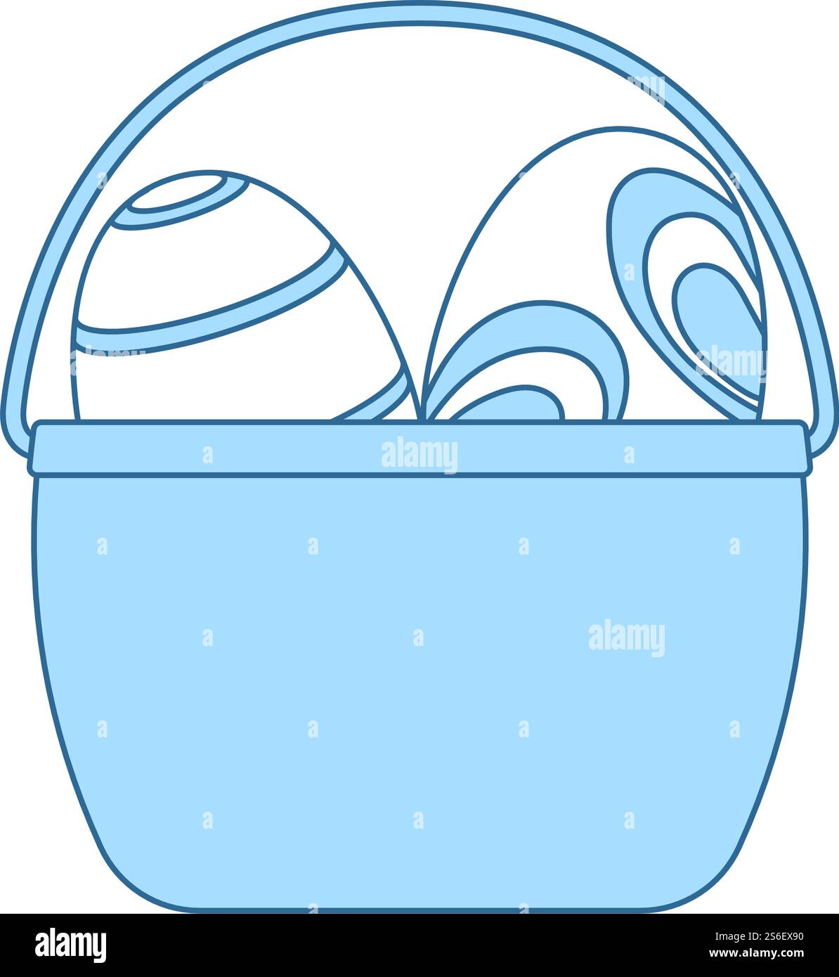 Easter Basket With Eggs Icon. Thin Line With Blue Fill Design. Vector ...