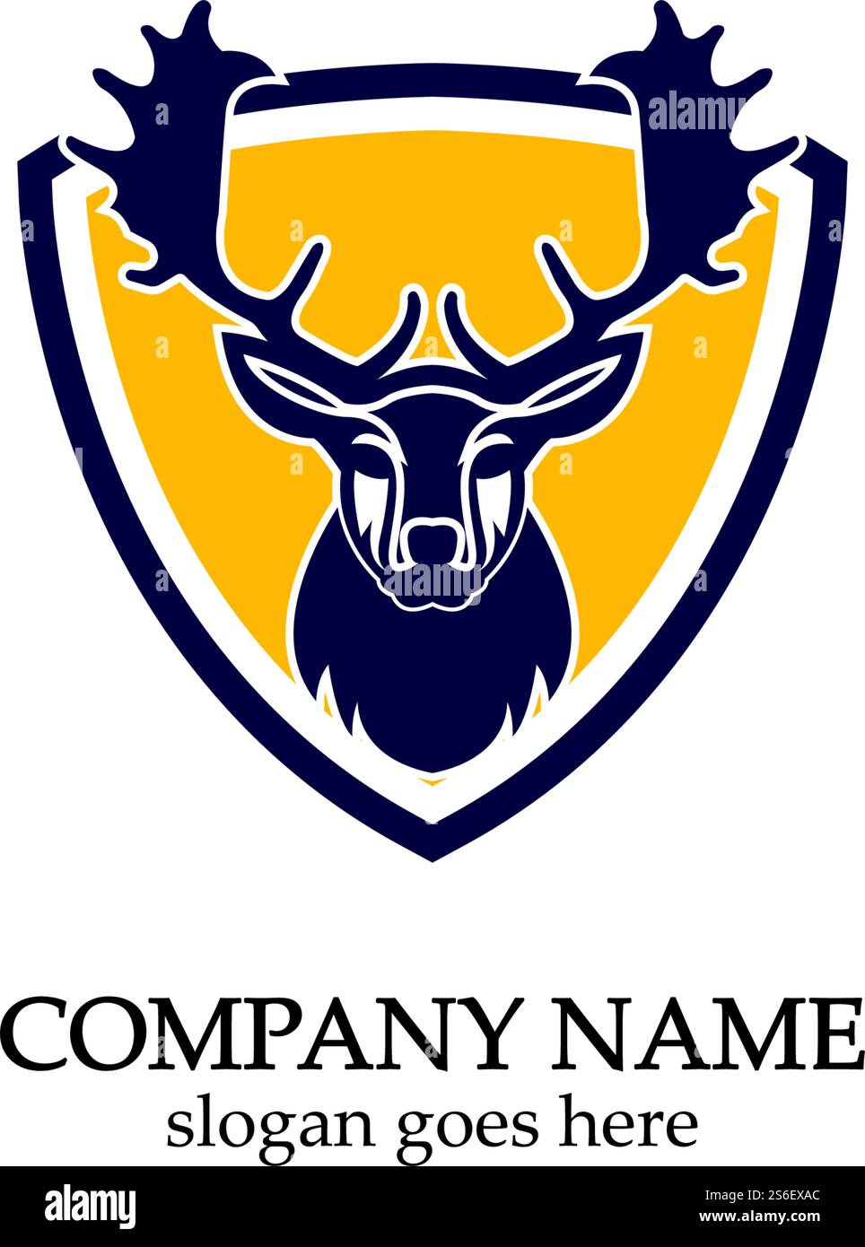 Deer hunter with shield logo design, Wild animal vector, Head deer ...