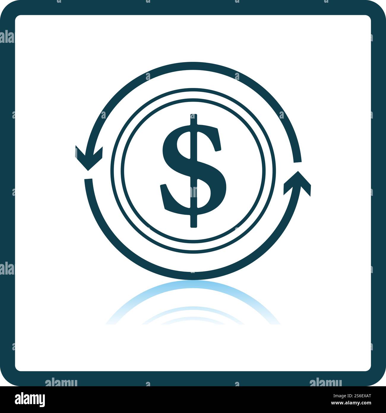 Cash Back Coin Icon. Square Shadow Reflection Design. Vector ...