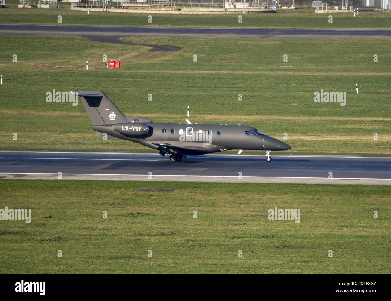 Private jet of the Belgian private airline Flyinggroup, type Pilatus PC ...