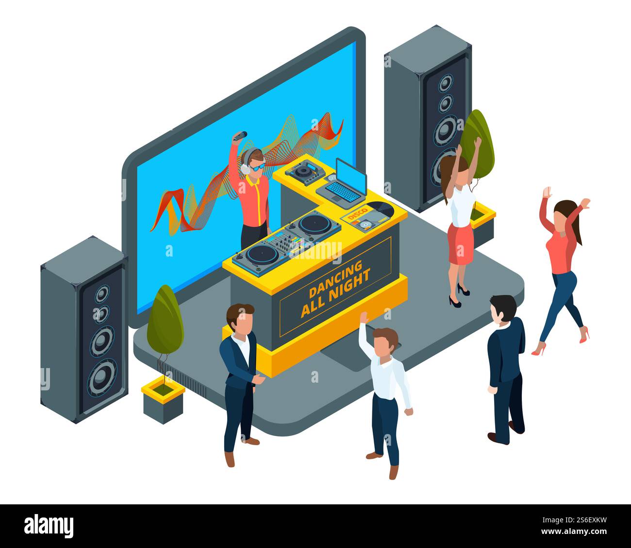 Online concert concept. Isometric laptop with musical instruments and ...