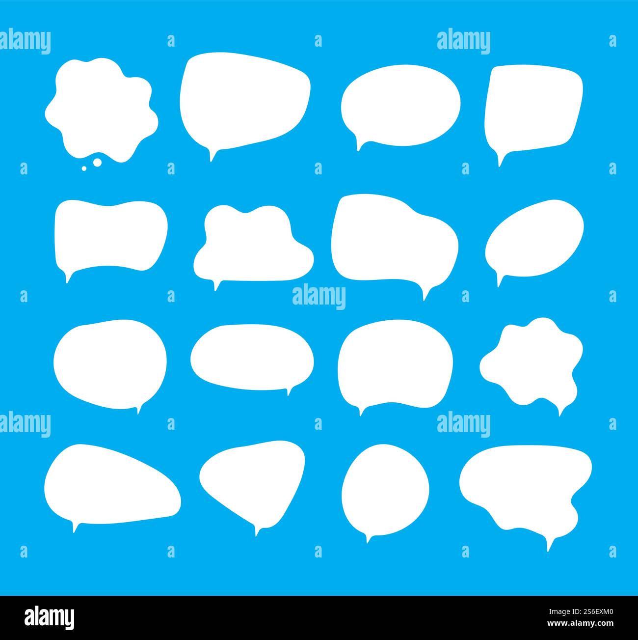 White bubbles talk. Speech bubbles different shapes on blue background ...