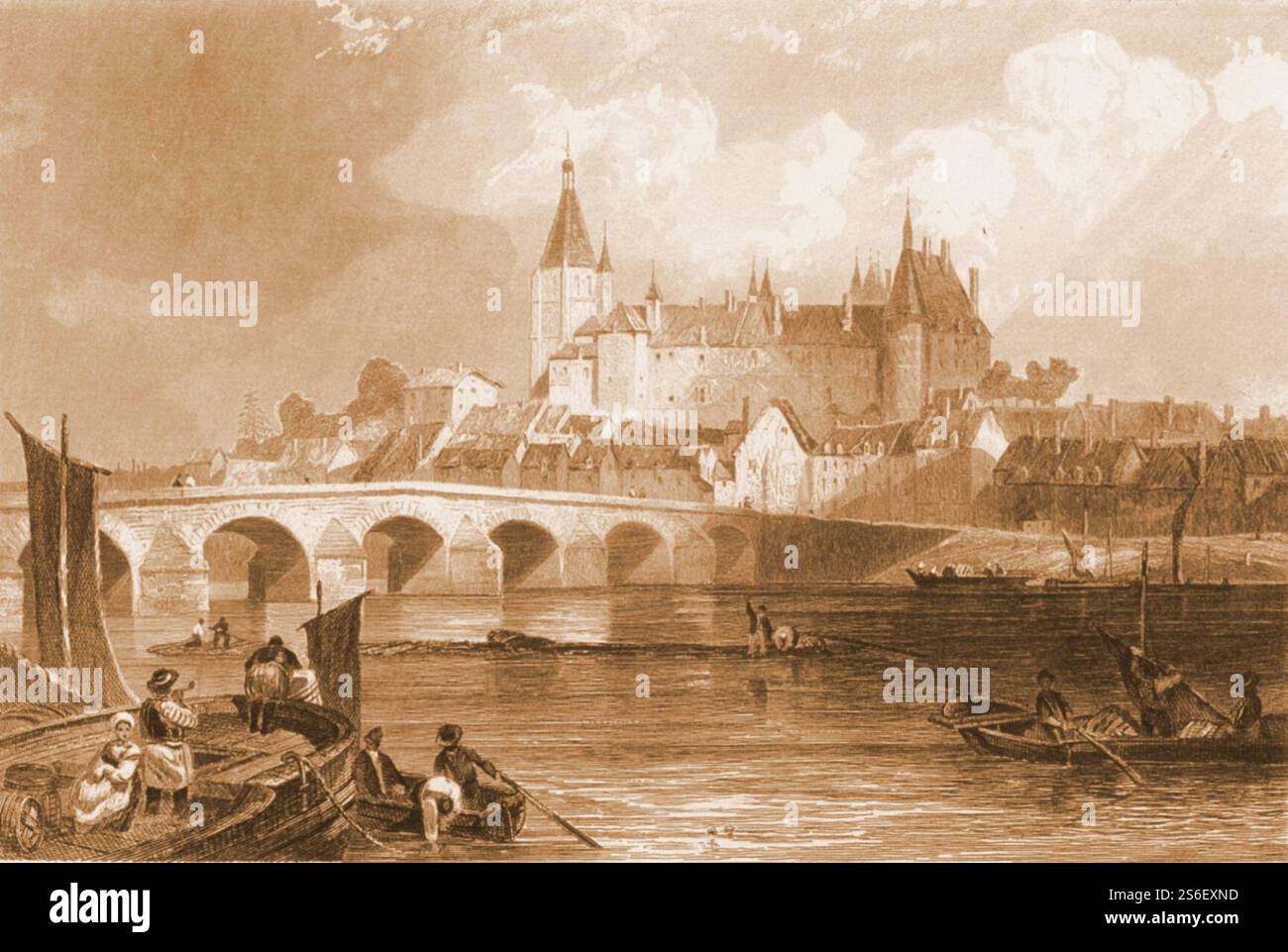 Gien, gravure 1870 Stock Photo - Alamy
