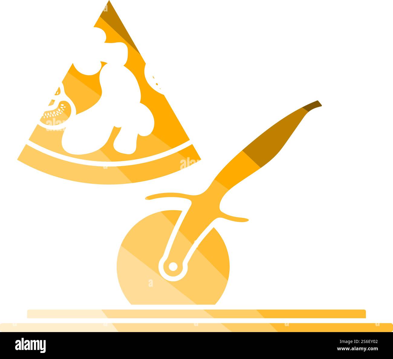 Pizza With Knife Icon. Flat Color Ladder Design. Vector Illustration ...