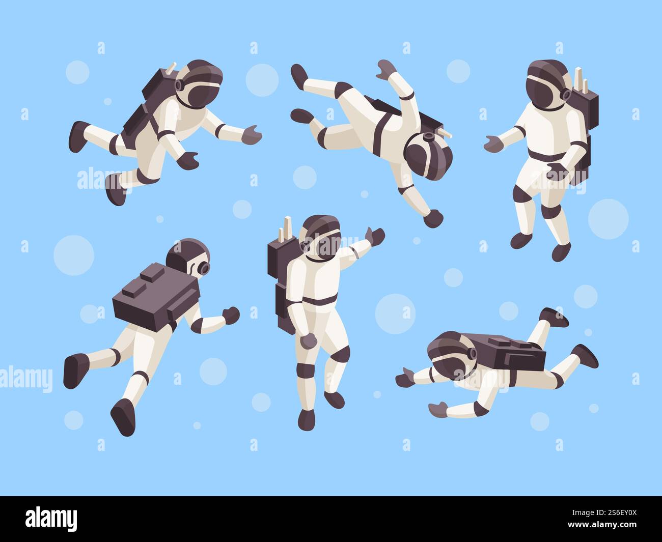 Astronaut isometric. Cosmo space futuristic human in special clothes ...
