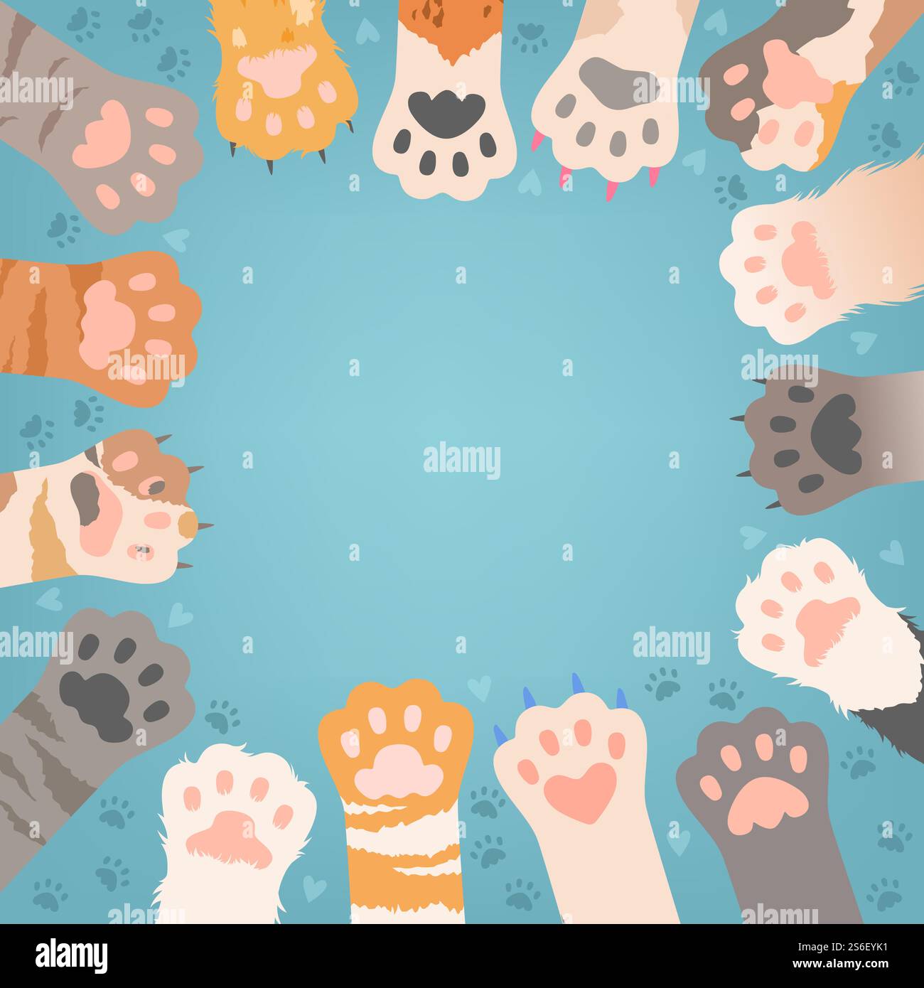Cats paw background. Funny domestic kitten pets or wild animals ...